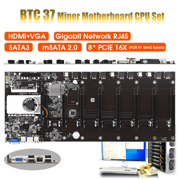 BTC-37 Miner Motherboard CPU Set 8 Video Card Slot Integrated Interface ...