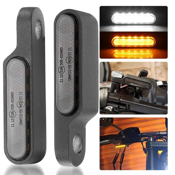 2PCS Mini LED Motorcycle Signal Lamps Indicators Amber White Flasher ...