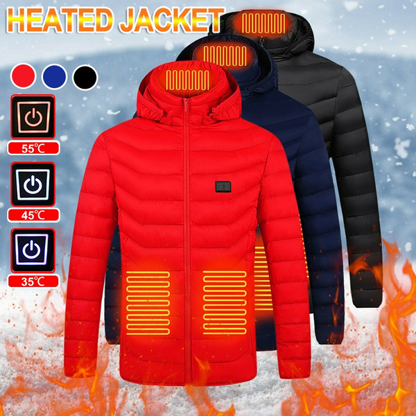 Electric Heated Jacket USB Warm Up Temperature Controllable Men Woman ...