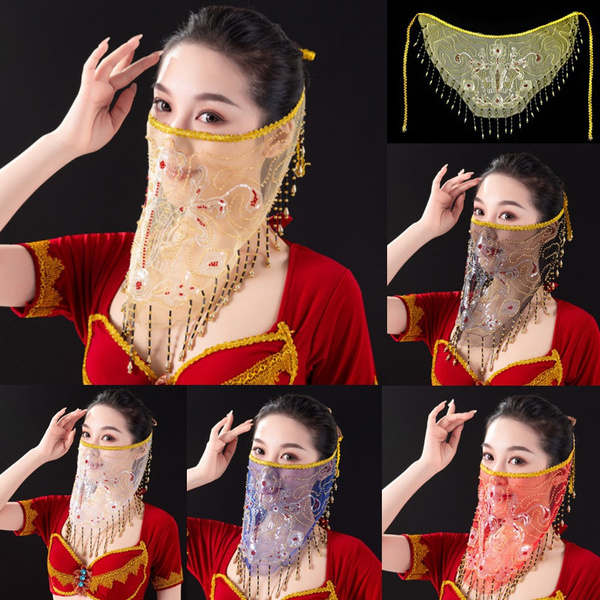 Female Belly Dance Face Veil Bellydance Costumes Oriental Dance Veil ...