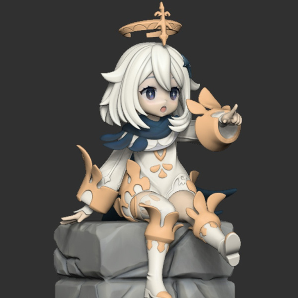 New Genshin Impact Anime Figure Paimon Sitting Position Figure PVC ...