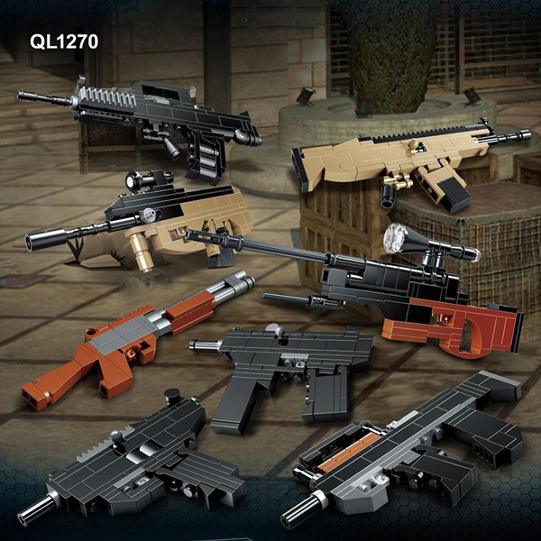 MOC Pistol Bricks WW2 Rifle DIY Weapon Military Model Mini Assembly ...