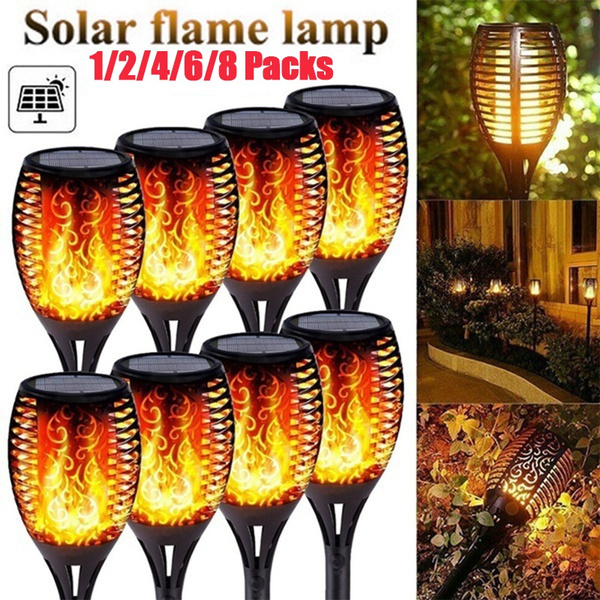 1/2/4/8 Packs Solar LED Flame Torch Light Outdoor Waterproof Decor ...