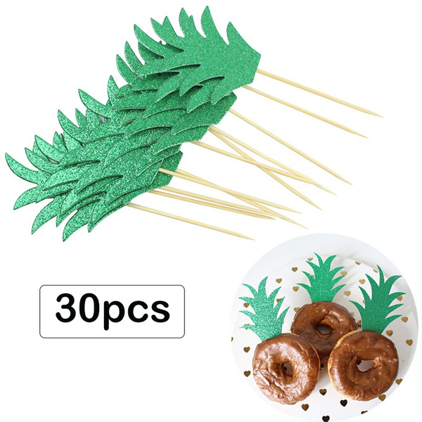 30 Pieces Glittery Pineapple Cupcake Toppers Cute Tropical Themed Cake ...