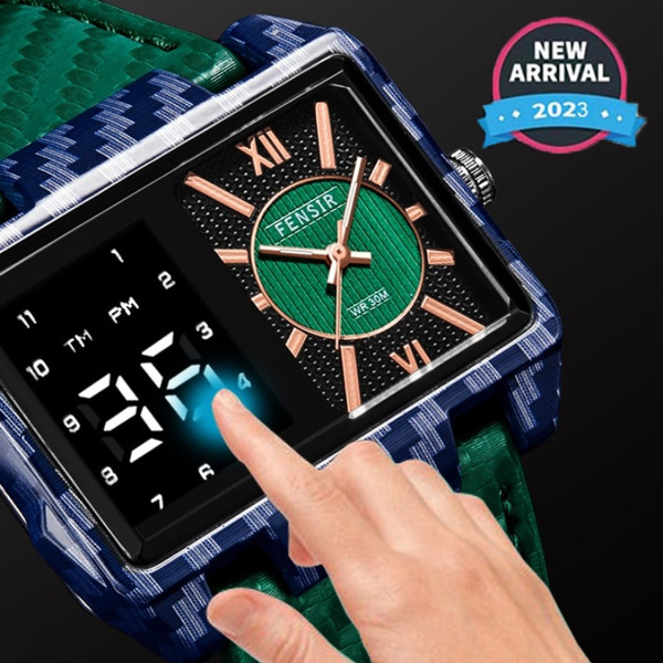 New Square Men Quartz Digital Watch Top Brand Carbon Fiber Military ...