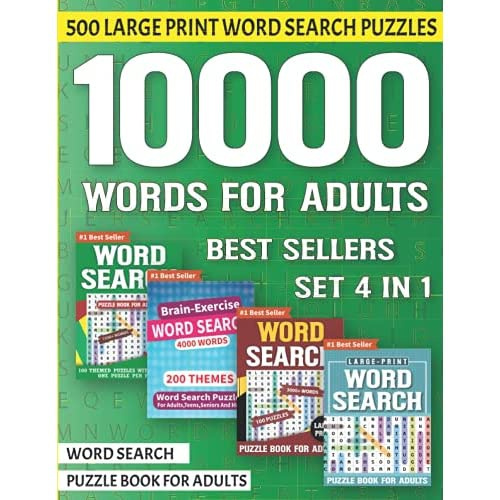500 Large Print Word Search Puzzles For Adults 4 Book In 1: Big Book Of ...