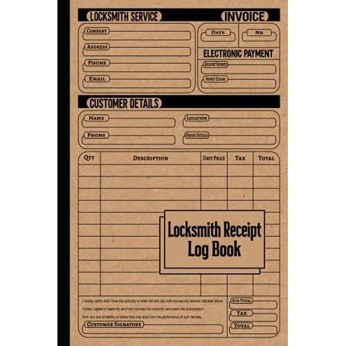 Locksmith Receipt Log Book: Locksmith Receipt Book. Over 100 Invoices ...