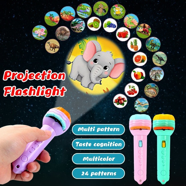 1Pcs Baby Sleeping Story Book Flashlight Projector Torch Lamp Toy Early ...