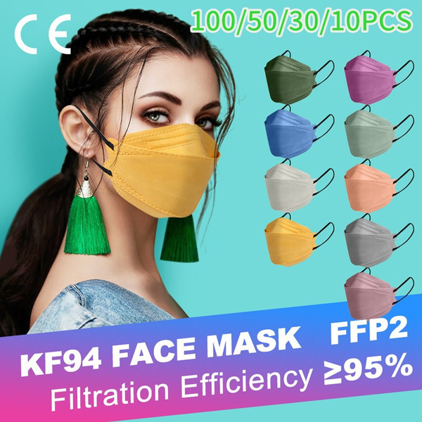 100/50/30/10PCS KF94 Cloth Protective Mask Dustproof Breathable Mask ...