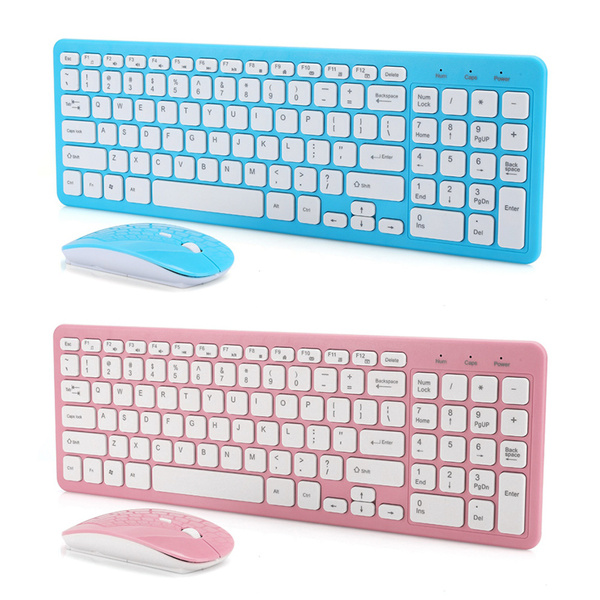 Pink/Blue Wireless Mouse Keyboard Set Office Gaming For Notebook ...