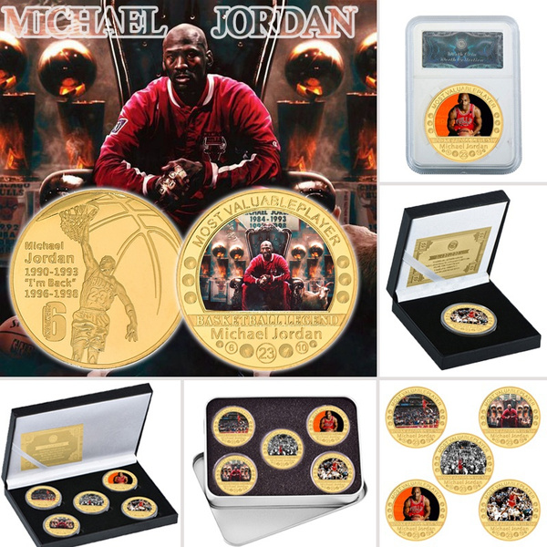 Michael Jordan Gold Plated Commemorative Coins Set Basketball Legend ...