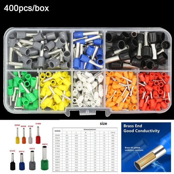 400PCS Wire Connector Terminator Crimp Terminal Connector Electrical ...