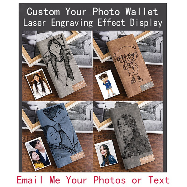 Custom Wallet Personalized Photo Leather Picture and Text Wallet ,Laser ...