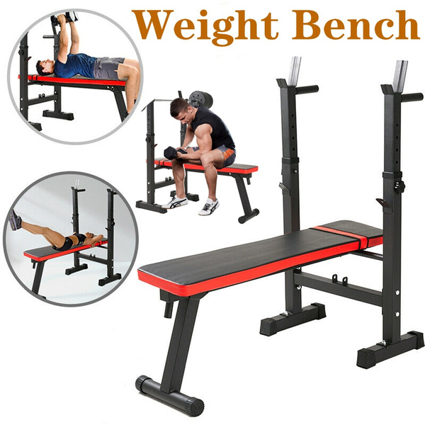 Adjustable Weight Bench with Rack Foldable Training Bench Workout ...