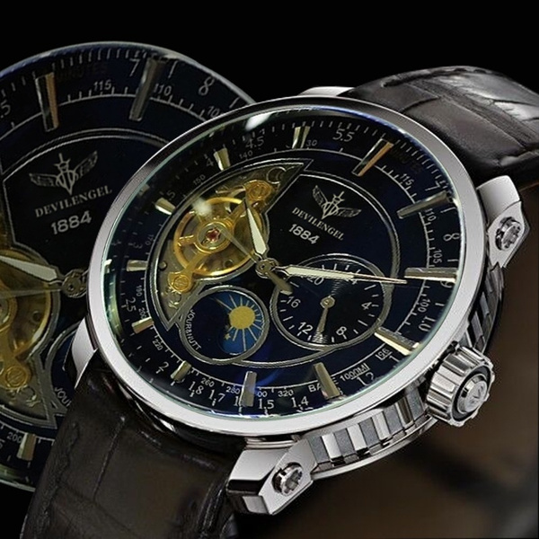 Mens Wrist Watch Mechanical Watches Men's Wristwatch Moon Phase Day ...