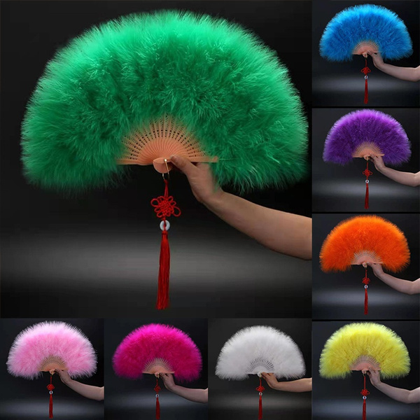 Feather Hand Fans Craft for Wedding Party Folding Fans for Women Prom ...