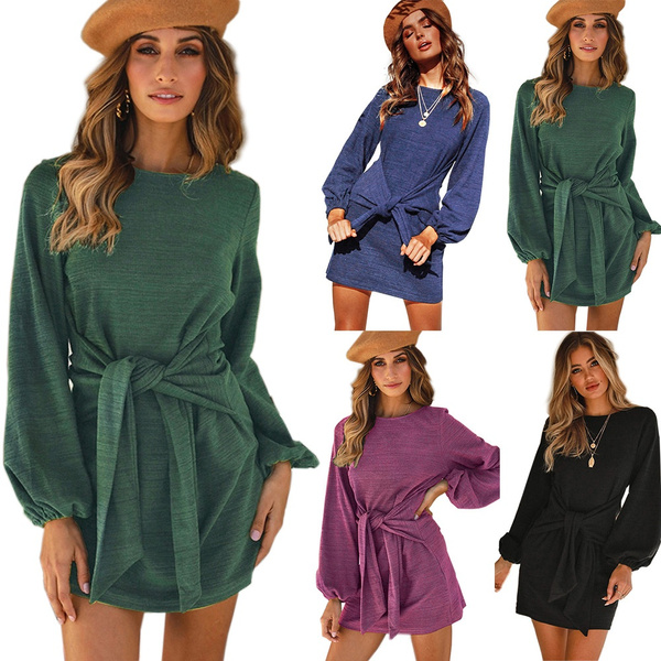 HOT New Winter Dress Sideslit Ladies Dress 2022 V-Neck Autumn And ...