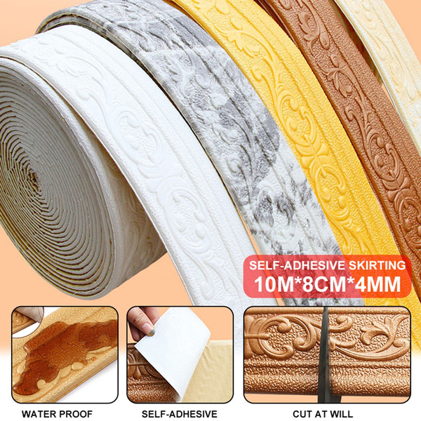 10m Self Adhesive 3d Wall Border Waterproof Pe Foam Modelling Mouldings