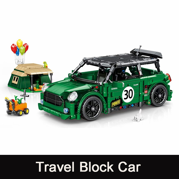 New Green Travel Car Model Building Block Brick Educational Assembly ...