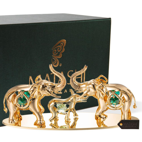 Matashi 24K Gold Plated Crystal Studded Family of Elephants Ornaments ...