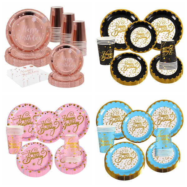 Disposable Dinnerware Set Party Paper Plates Cups and Napkins for ...