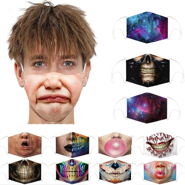 Skull Smiley Face Printed Mask 3D Printed Mask Reusable Mask | Wish