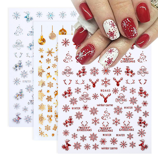 3D Snowflake Nail Stickers Christmas Nail Art Decoration Sparkly ...