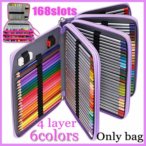 The New 1PC 184 Slot 4/2/1 Layer Colored Pencil Case with Ornaments ...