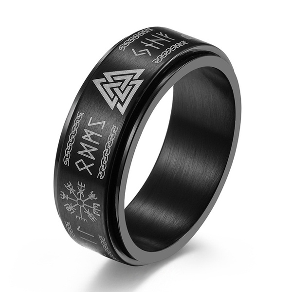 Norse Scandinavian Viking Ring Rune Anti Anxiety Rings Titanium ...