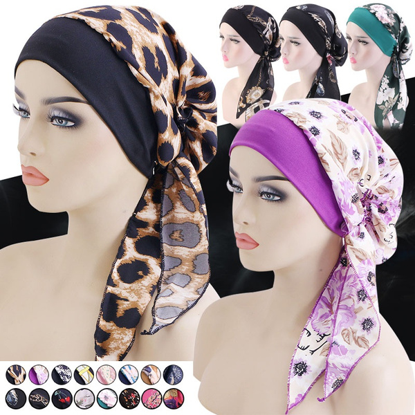 Fashion Printed Turban Pirate Hat Head Wrap Scarf Hair Loss Hijab Chemo ...