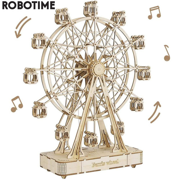 Robotime DIY Rotatable 3d Wooden Puzzle Music Box Ferris Wheel For ...