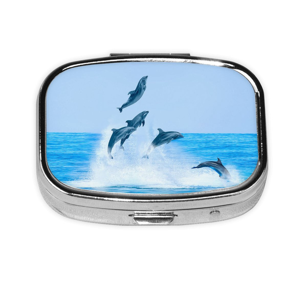 Ocean Sea Dolphin Blue Sky Wave Pill Case Personalized Square Pill Box ...