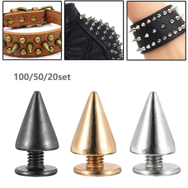 7x9mm Screw Back Stud Rivets Spikes Zinc Alloy for DIY Dark Gray/Gold ...