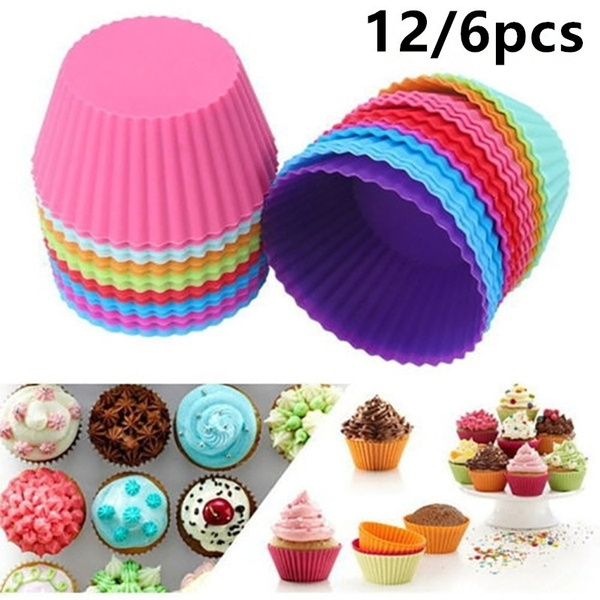12/6Pcs Silicone Cake Cup Liner Baking Cup Mold Muffin Round Cakecup ...
