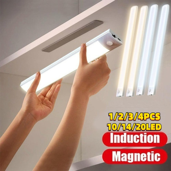 10/14/20 LED（1/2/3/4PCS） Portable Wireless PIR Motion Sensor Light ...