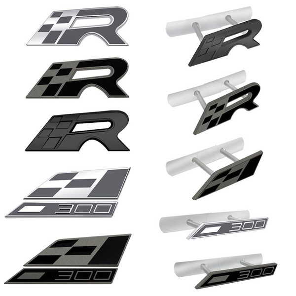 Black Edition Car Styling 3D Metal Stickers R race flag Grille Emblem ...