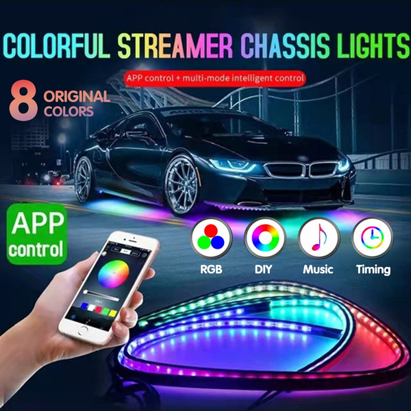 NEW Multicolor RGB Car LED Strip Light Wireless APP Control Car Chassis ...