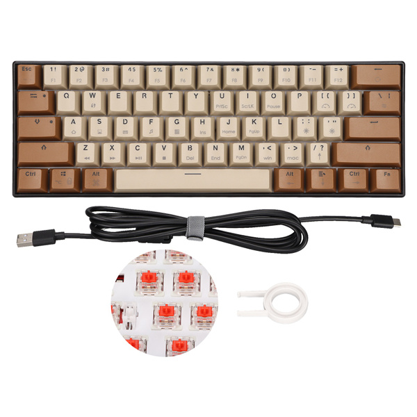 Mechanical Keyboard 61keys Color Mixing Light Ergonomics Key Line ...