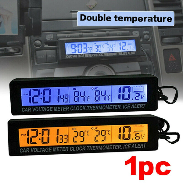 12/24V Auto LED Digital Clock In/Outside Temperature KFZ Thermometer ...