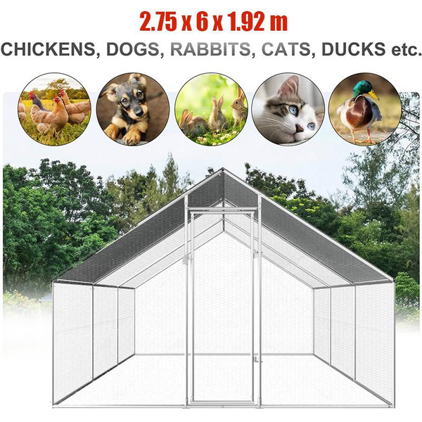 Walk In Chicken Coop Run Backyard Hen House Poultry Rabbit Cage With ...