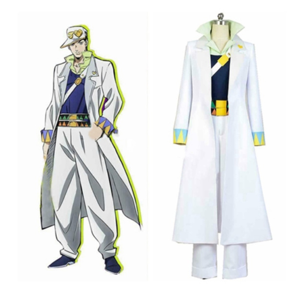 Anime JoJo's Bizarre Jotaro Kujo white outfit Cosplay Costume Uniform ...
