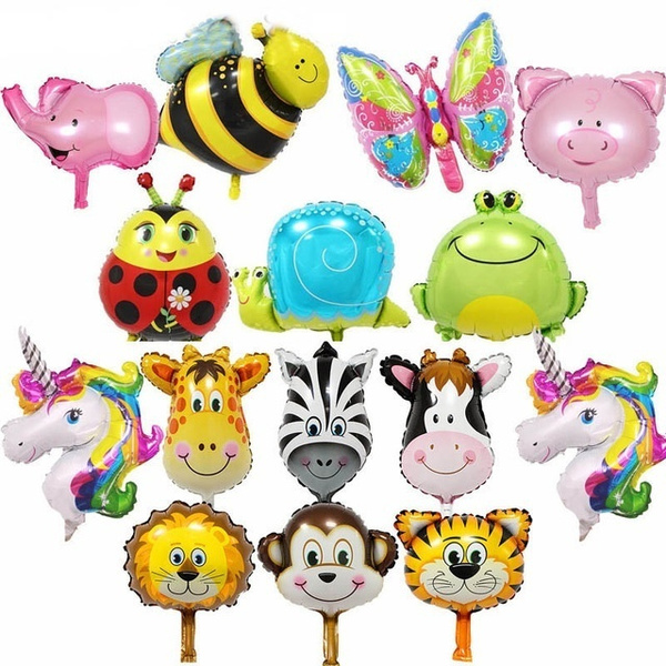 10 Pcs Random Mini Cartoon Animal Foil Balloons Toys Helium Balls Air ...