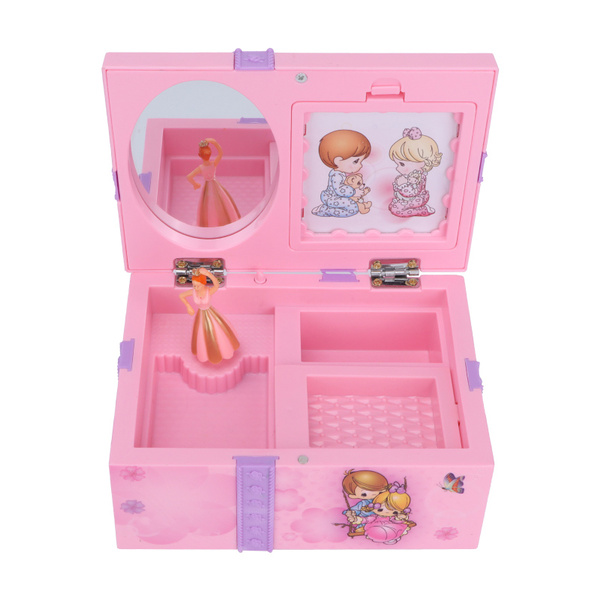 Music Jewelry Box Rotating Ballearina Ballet Girl Purple Bow Case for ...