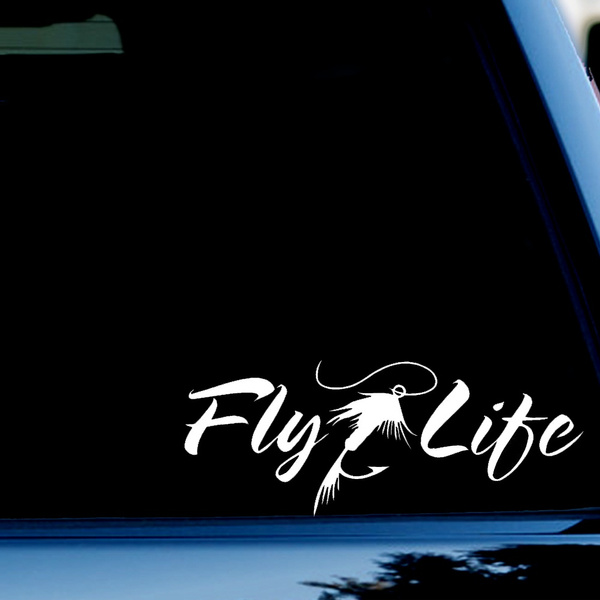 Fly Life Text Fly Fishing Decals sticker for Car, Truck, Window, Bumper ...