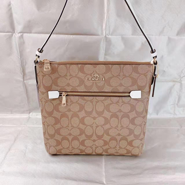 COACH C1554 Womens Rowan File Bag In Signature Canvas In Khaki Chalk | Wish