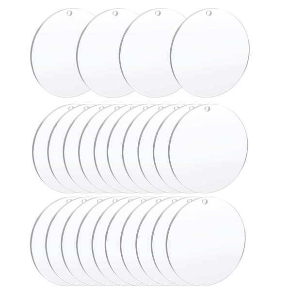 24 Pcs Clear Acrylic Circle Discs Blanks Acrylic Keychain Blanks for ...