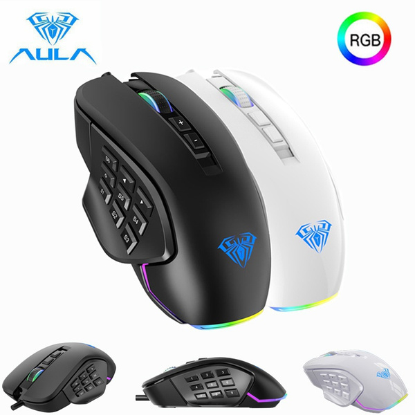 AULA H510 RGB Gaming Mouse 10000 DPI Macro Programmable Side Buttons ...