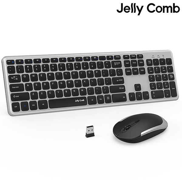 Jelly Comb Wireless Keyboard and Mouse, 2.4GHz Ultra Thin Full Size ...