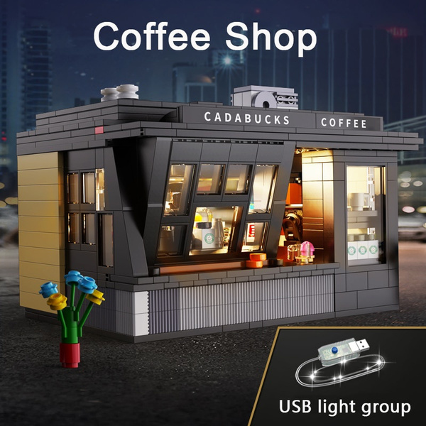 2022 New 768Pcs Coffee Shop Street View Building Blocks Model MOC Idea ...