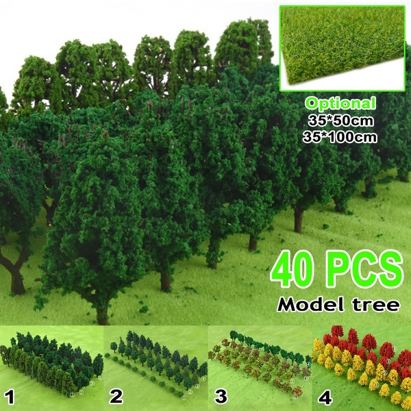 40 Pieces Model Trees 2-3 inch Mixed Model Tree for DIY Scenery Train ...